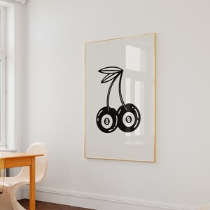 Trendy Retro 8 Ball Cherries Print, Vintage Wall Art Print, Modern ...