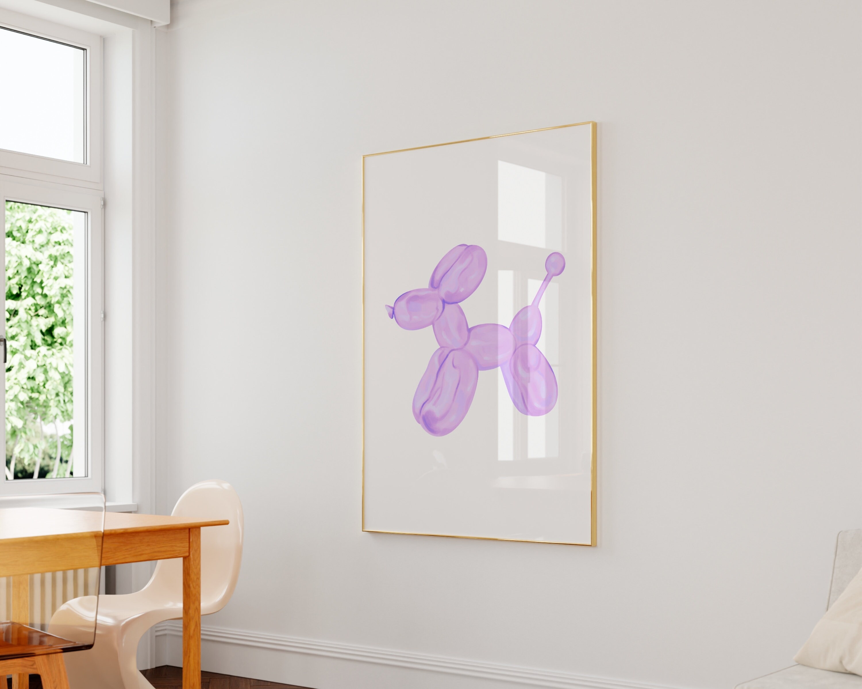Lilac Preppy Print Balloon Dog Wall Art College Dorm Poster - Etsy
