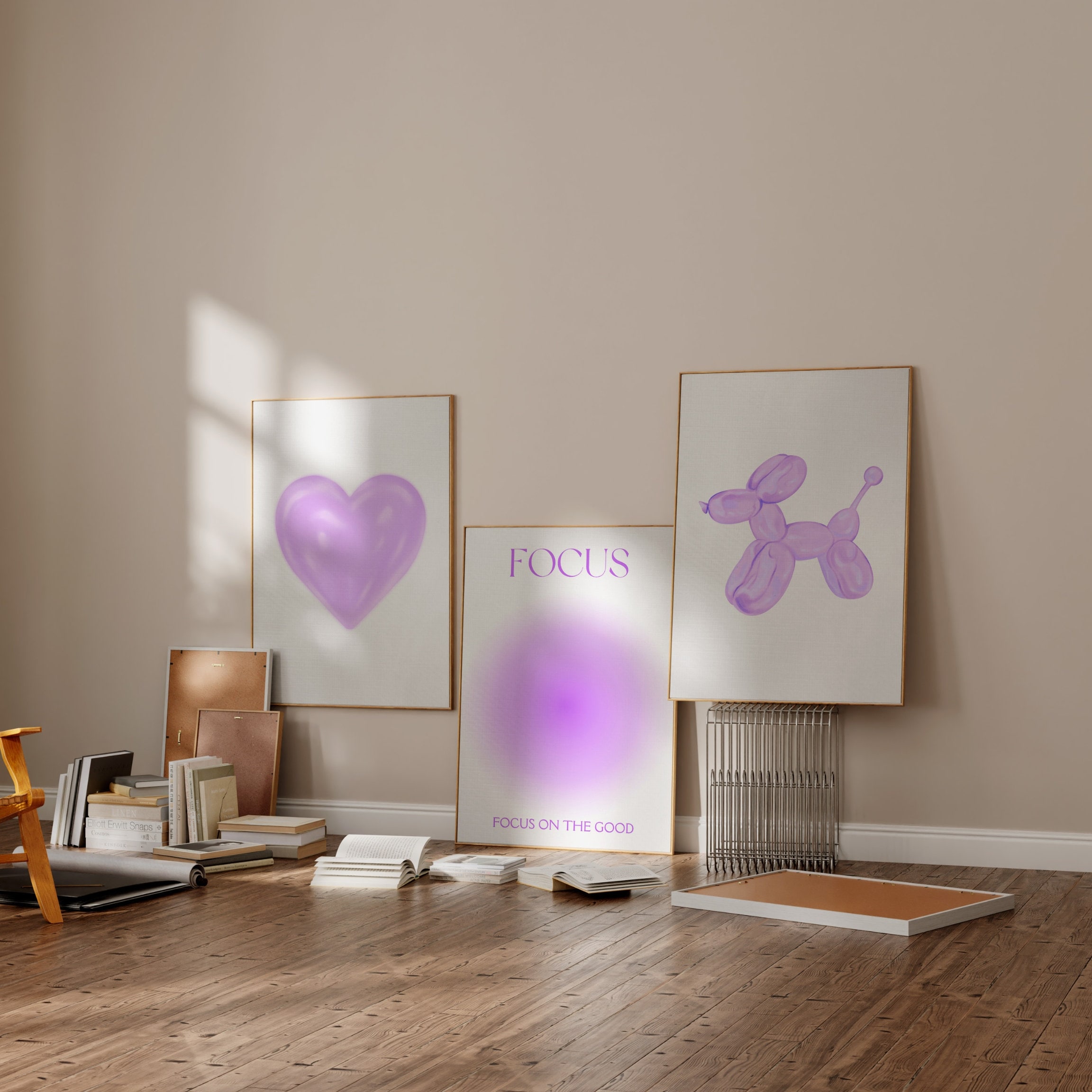 Purple Preppy Wall Art Set Aura Poster Funky Room Decor - Etsy