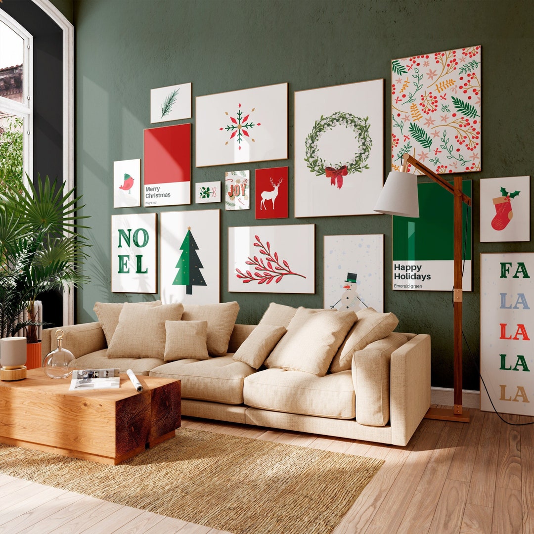22 Printables Christmas Gallery Wall Art Bundle, Xmas Home Decor ...
