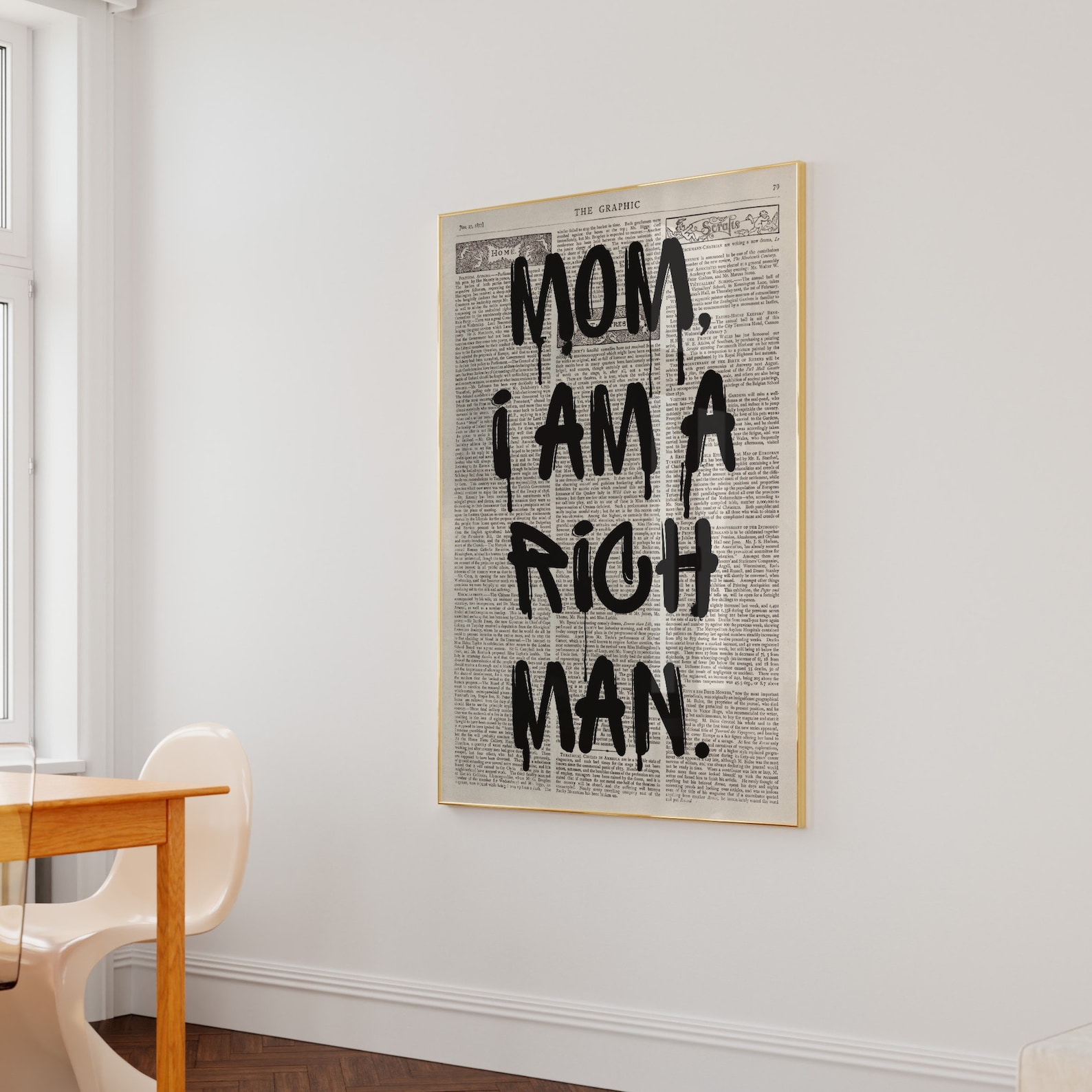 Mom I Am a Rich Man Poster, Trendy Wall Art Prints, Maximalist Print ...