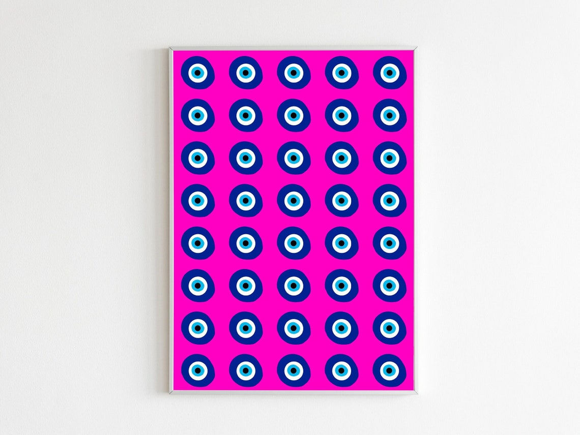 Pink Evil Eye Poster Preppy Wall Art Fun Room Decor Pink - Etsy