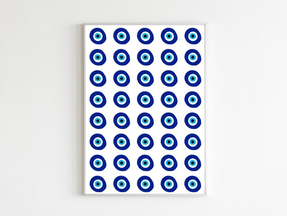 Blue Evil Eye Poster Preppy Wall Art Fun Room Decor Blue - Etsy