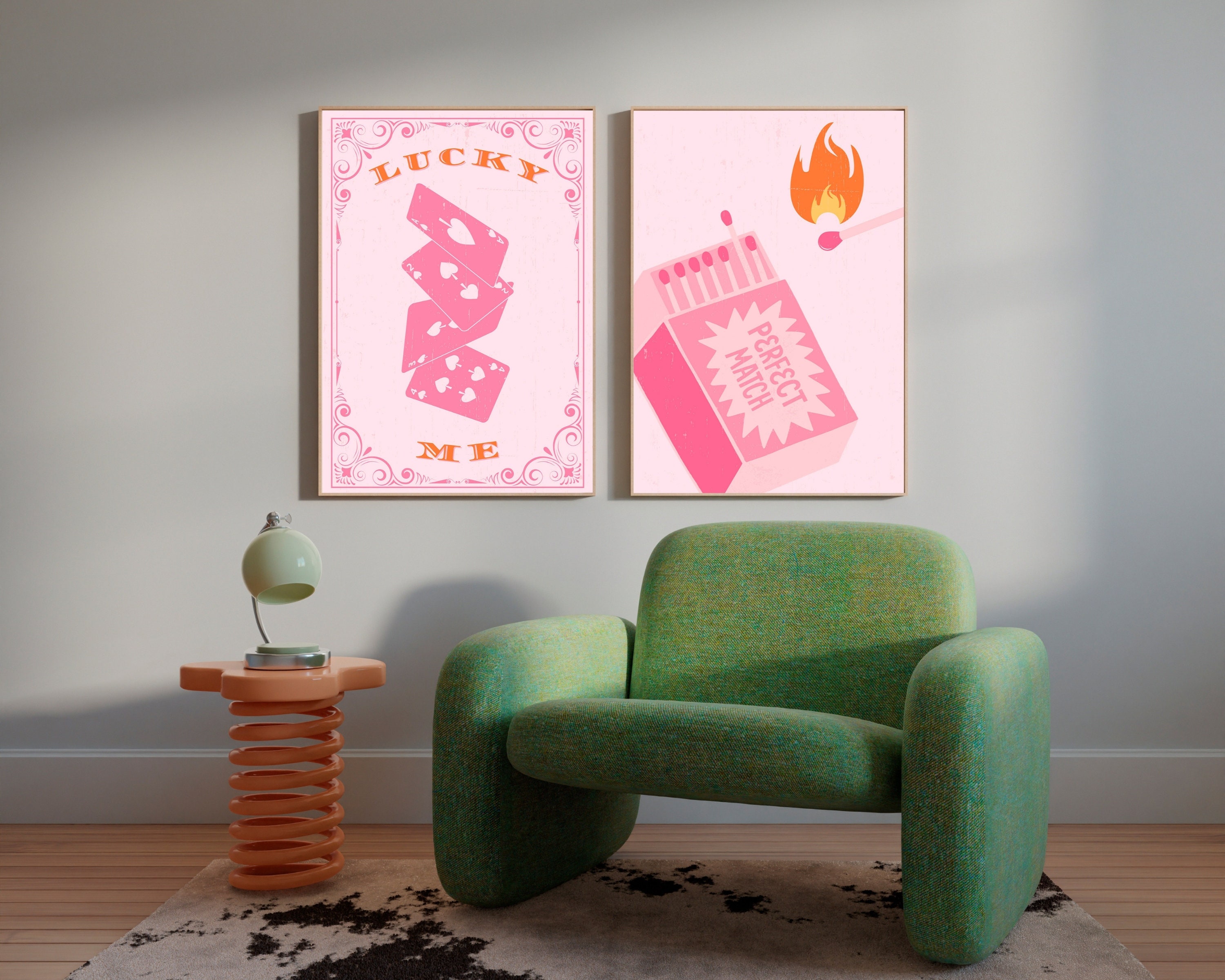 Lucky Me Posters Pink Preppy Print Set of 3 Perfect Match - Etsy