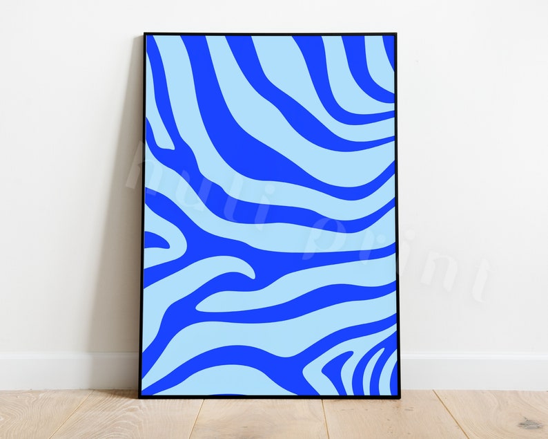 Blue Zebra Wall Art Blue Preppy Poster Abstract Art College - Etsy