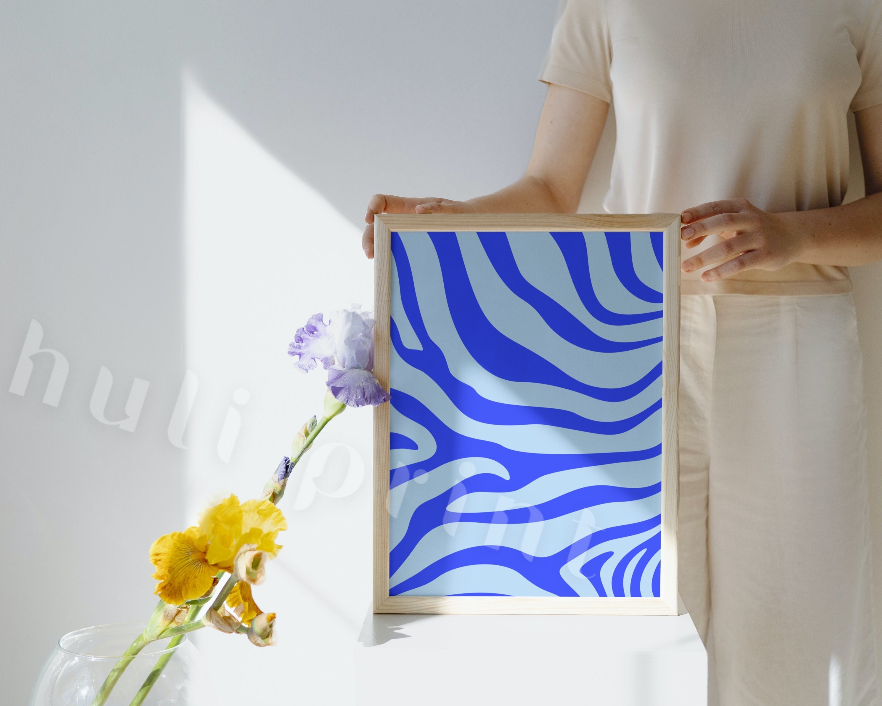 Blue Zebra Wall Art Blue Preppy Poster Abstract Art College - Etsy