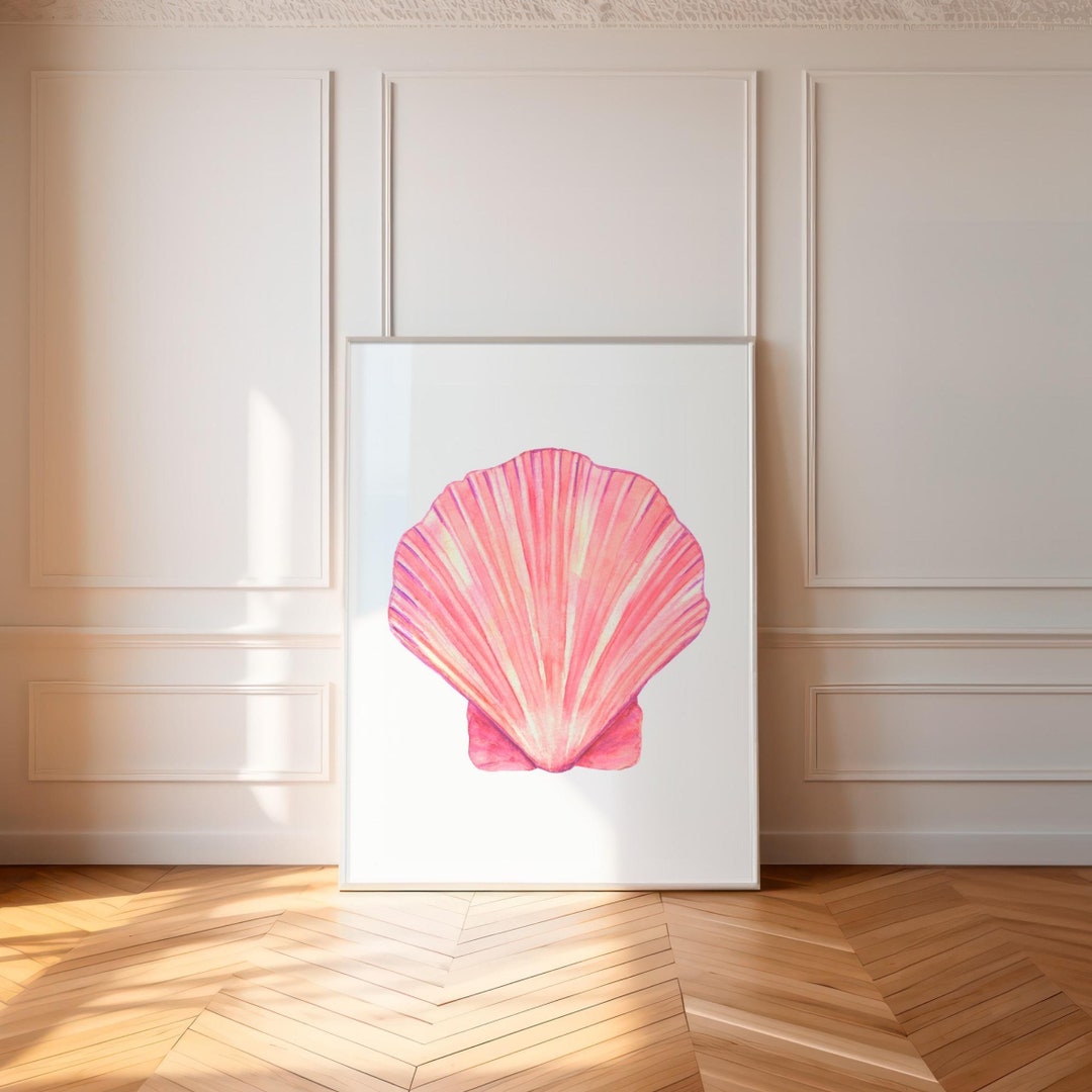 Pink Seashell Wall Art, Coastal Cowgirl Print, Trendy Shell Poster ...