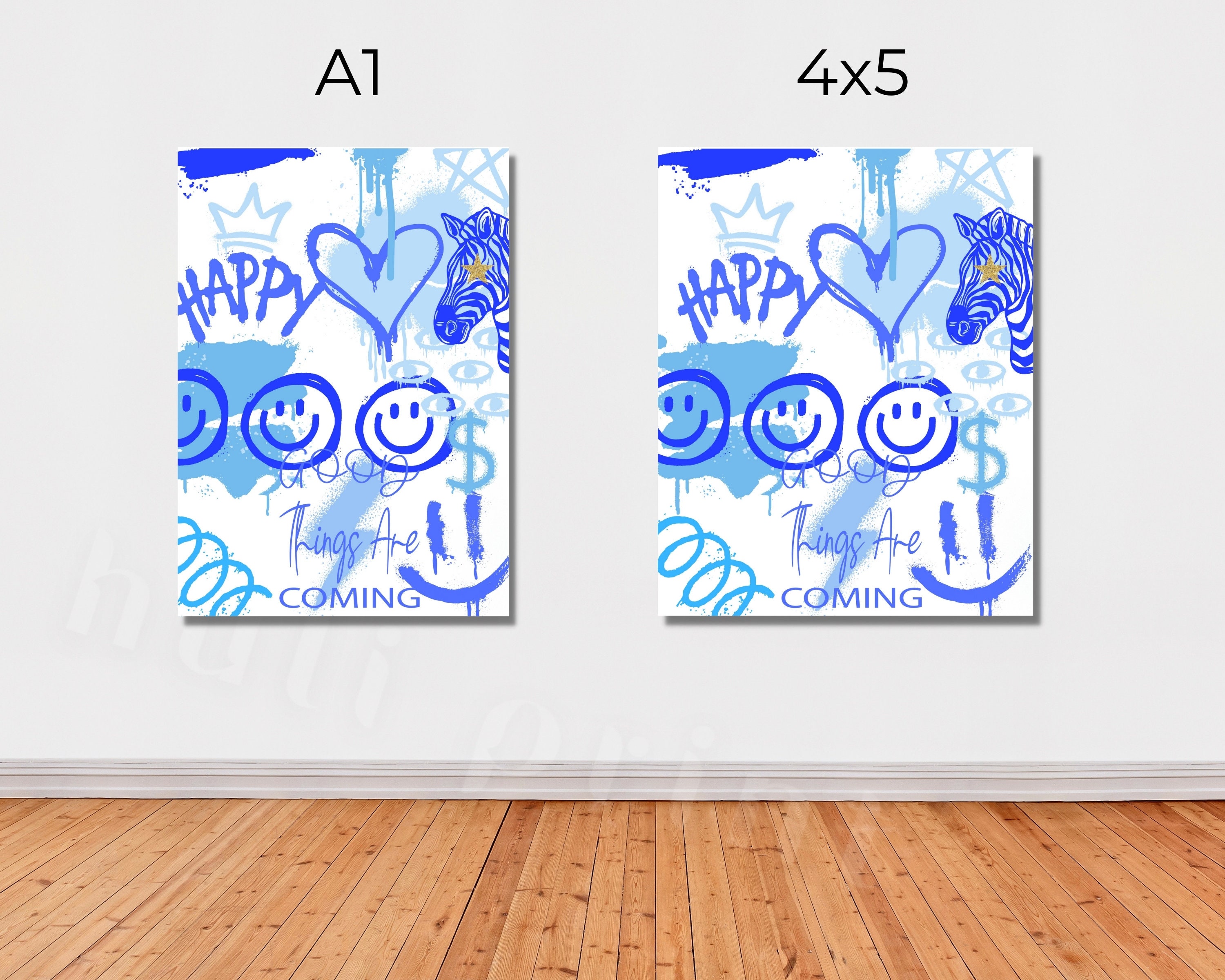 Blue Preppy Wall Art College Dorm Poster Spray Graffiti - Etsy