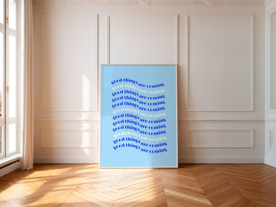 Blue Quote Poster, Preppy Wall Art, Blue Trendy Poster, Typography ...