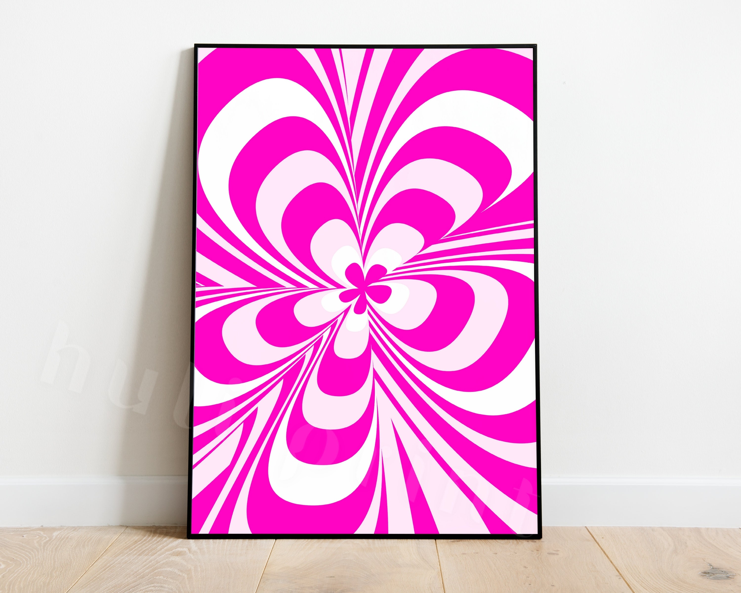 Pink Preppy Poster, Bright Pink Wall Art, Hypnotic Print, Preppy Poster ...