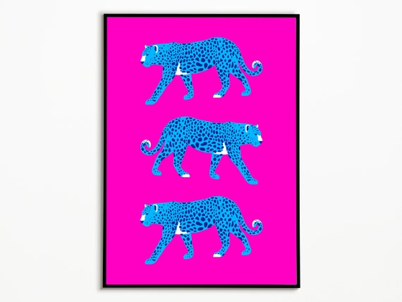 Feline Blue Wall Art Cheetah Poster Leopard Poster Tiger - Etsy