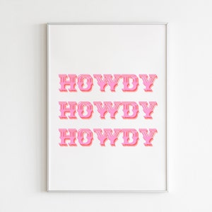 Howdy Printable Wall Art, Preppy Wall Art, Pink Preppy Poster ...