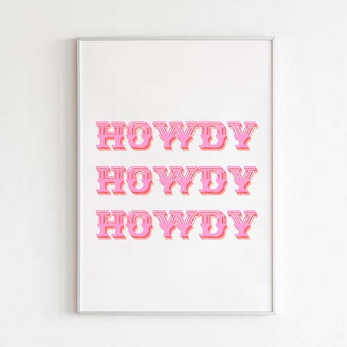 Howdy Printable Wall Art Preppy Wall Art Pink Preppy Poster - Etsy