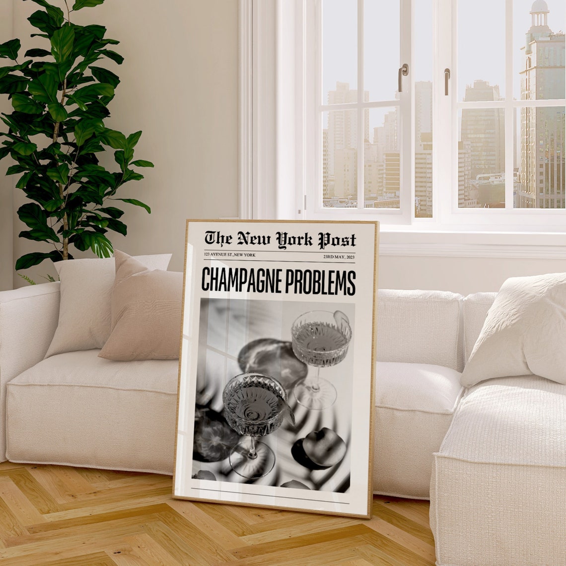 Champagne Problems Taylor Print, Black White Girly Wall Art, Trendy ...