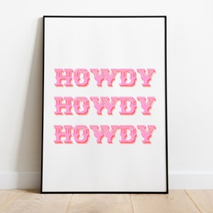Howdy Printable Wall Art, Preppy Wall Art, Pink Preppy Poster ...