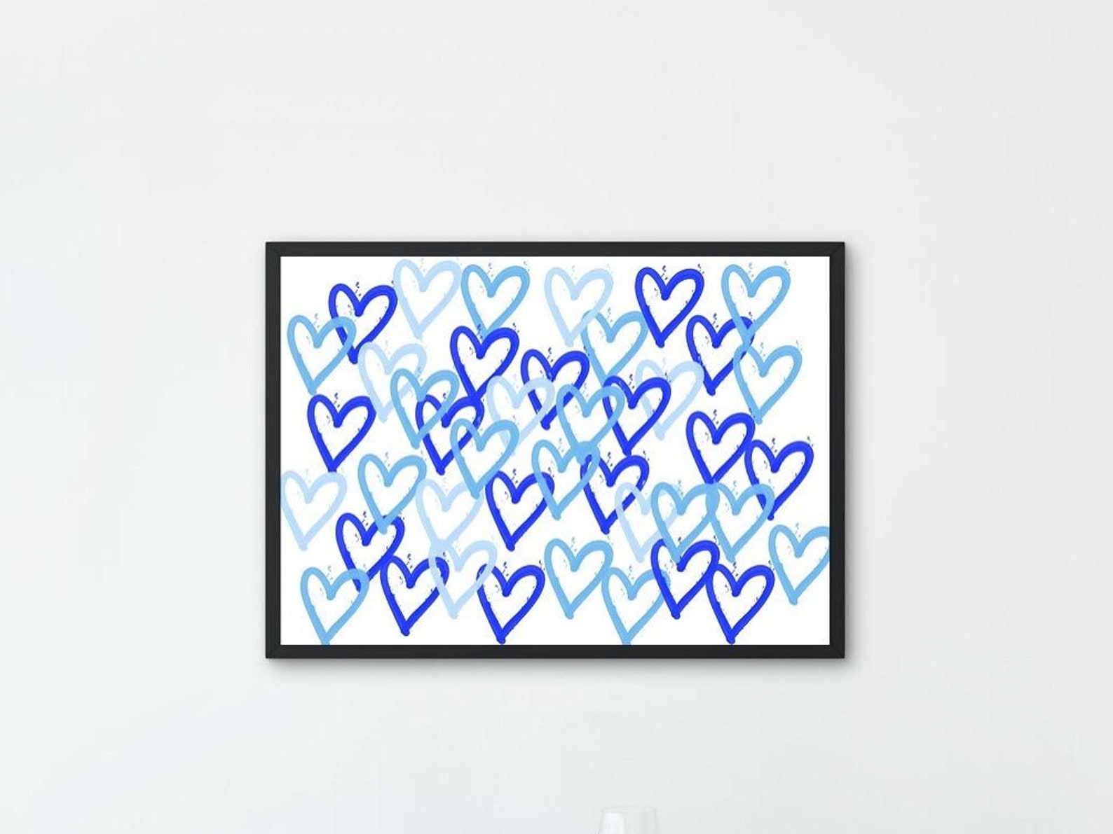 Blue Preppy Heart Wall Art Blue Abstract Art Printable Wall - Etsy