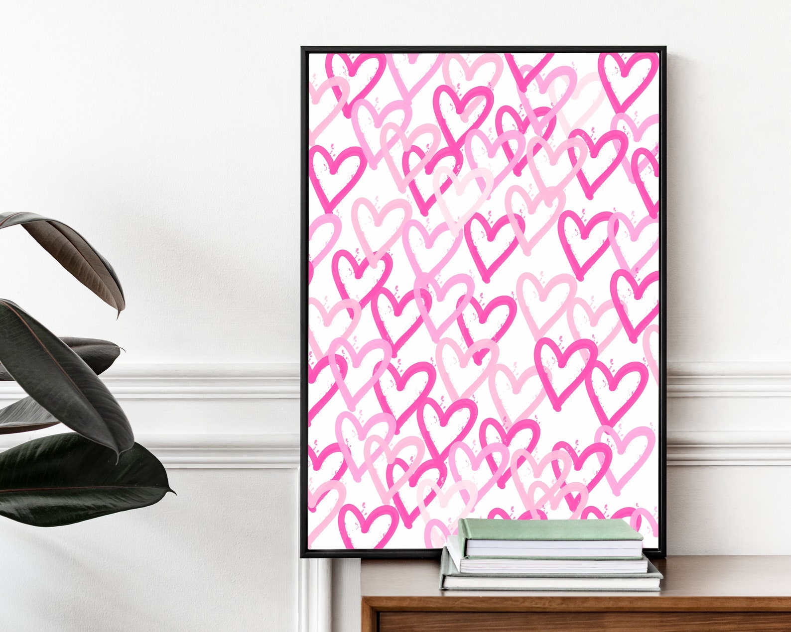 Pink Preppy Heart Wall Art Pink Abstract Poster Printable - Etsy