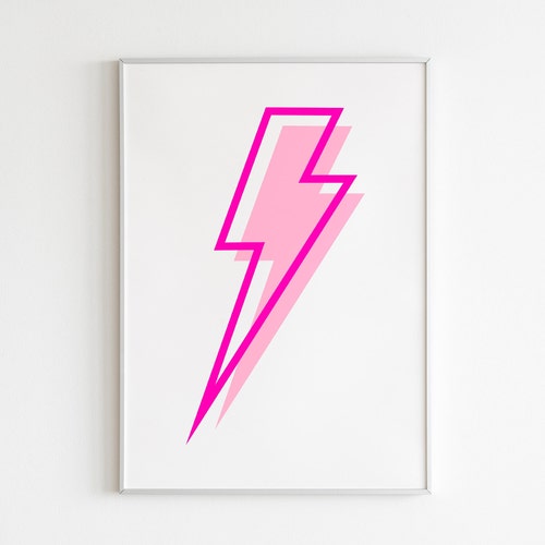 Pink Lightning Bolt Poster Preppy Wall Art Fun Room Decor | Etsy