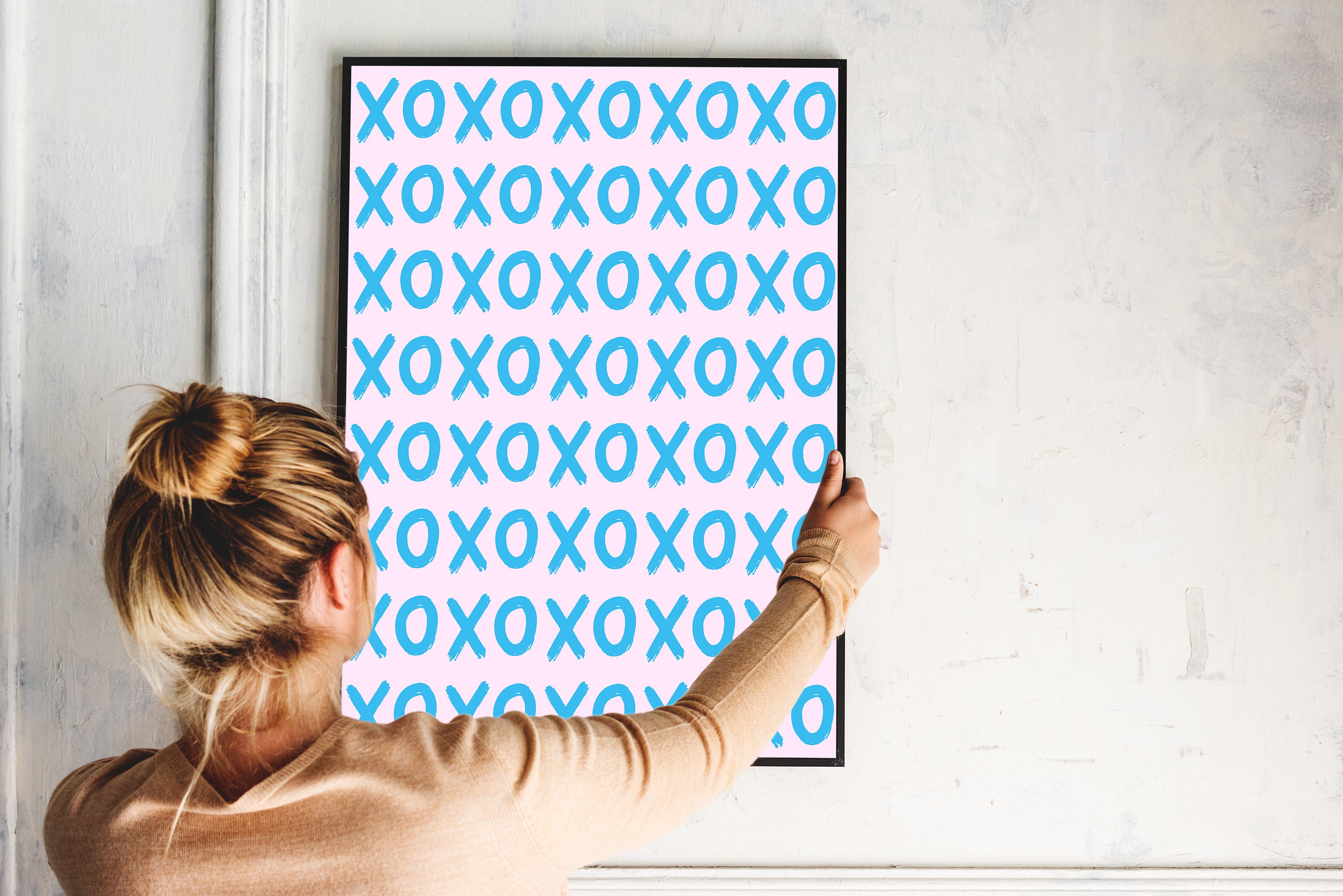 Pink XOXO Poster Preppy Wall Art Preppy Room Decor Blue - Etsy