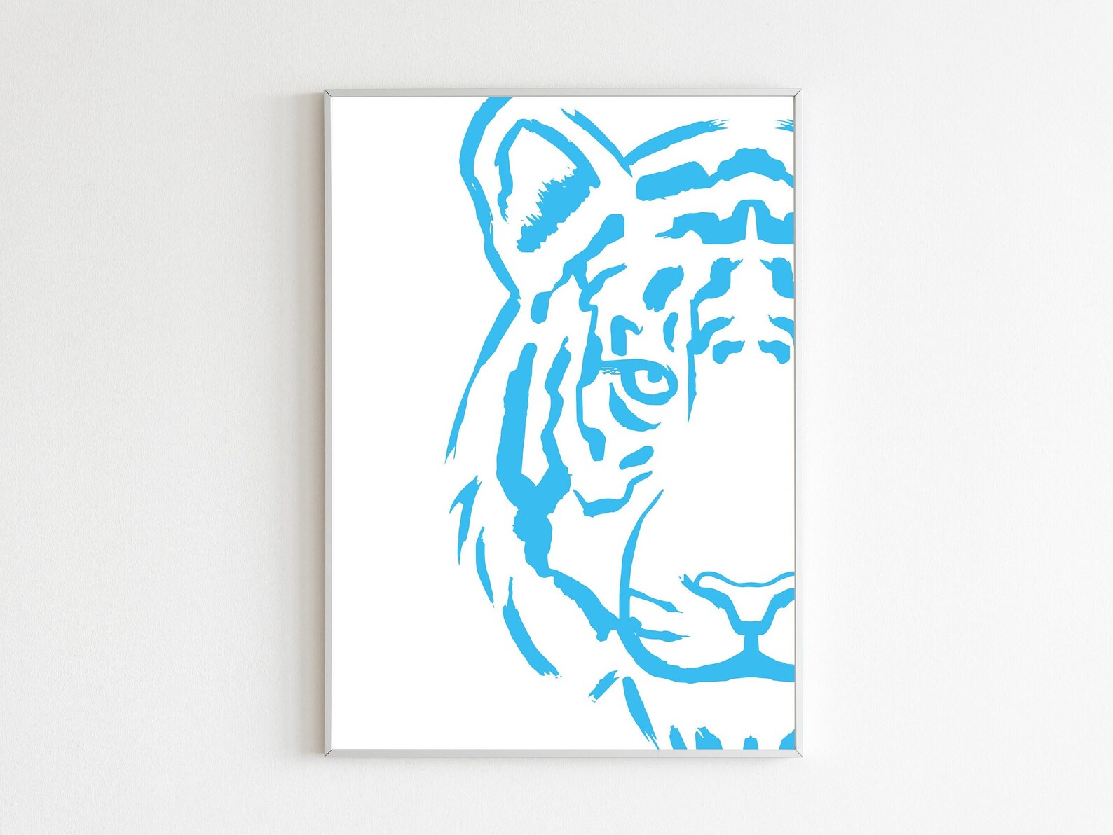 Tiger Poster Feline Blue Wall Art Wild Cat Poster Tiger - Etsy