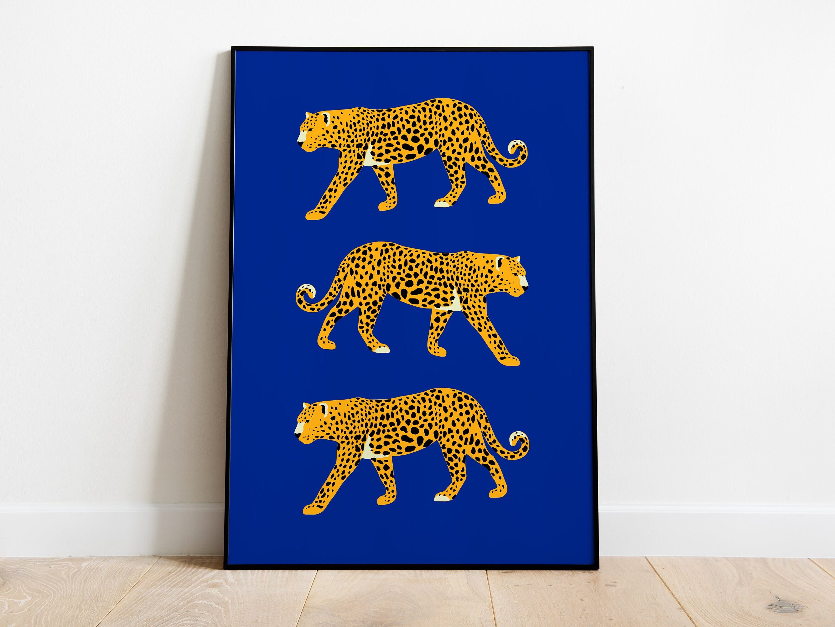 Feline Blue Wall Art, Cheetah Poster, Leopard Poster, Tiger ...
