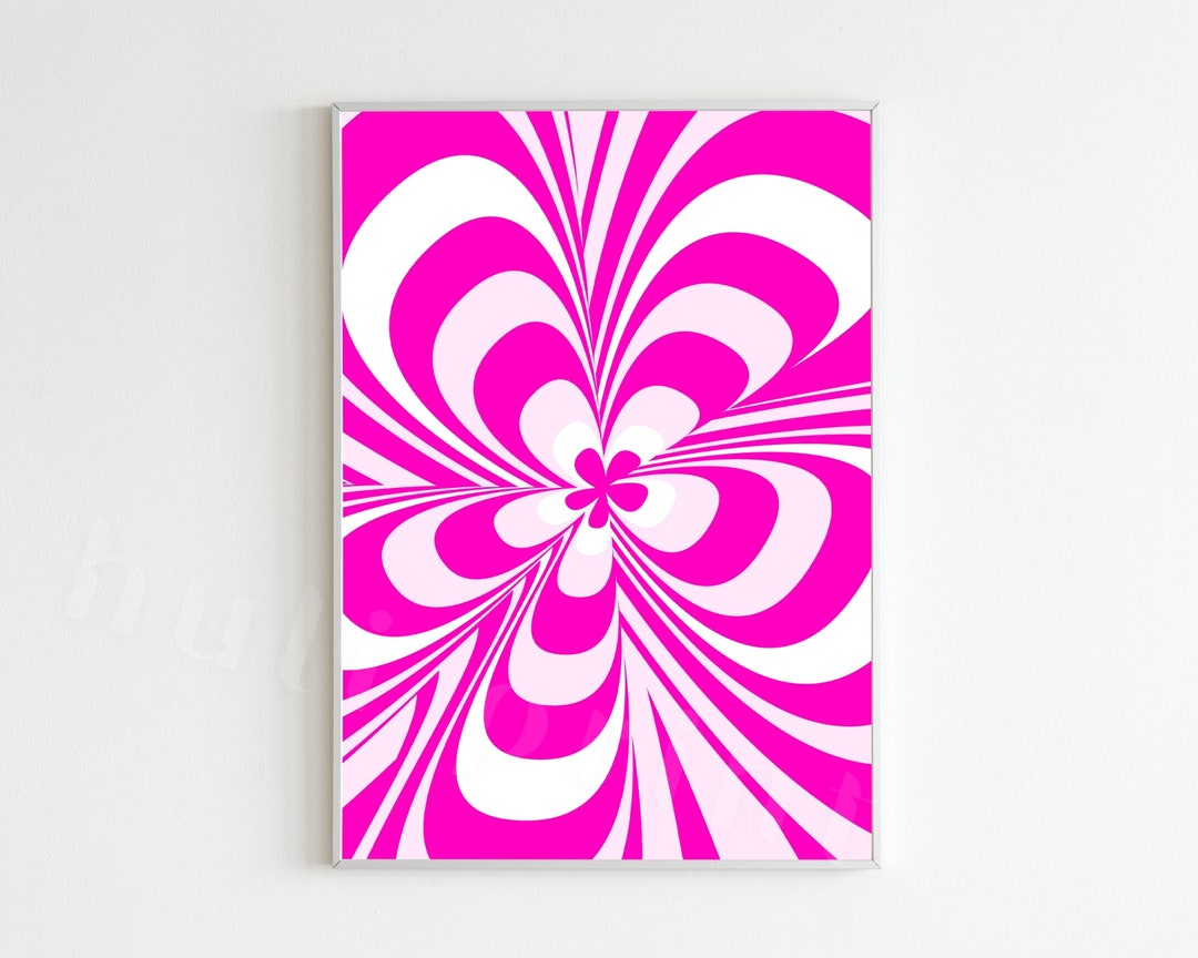 Pink Preppy Poster, Bright Pink Wall Art, Hypnotic Print, Preppy Poster ...