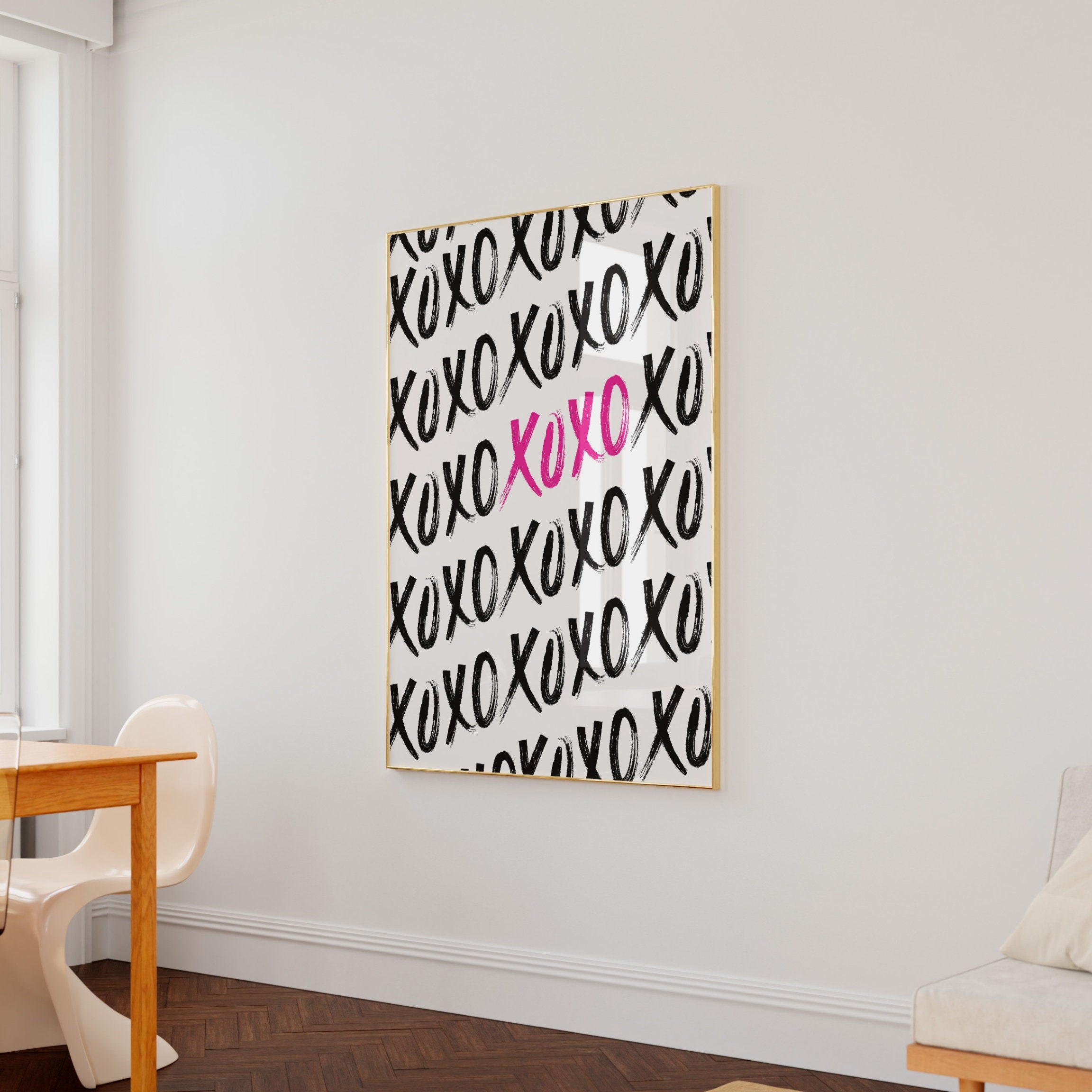 Black Pink XOXO Poster, Preppy Wall Art, Aesthetic Room Decor, Trendy ...