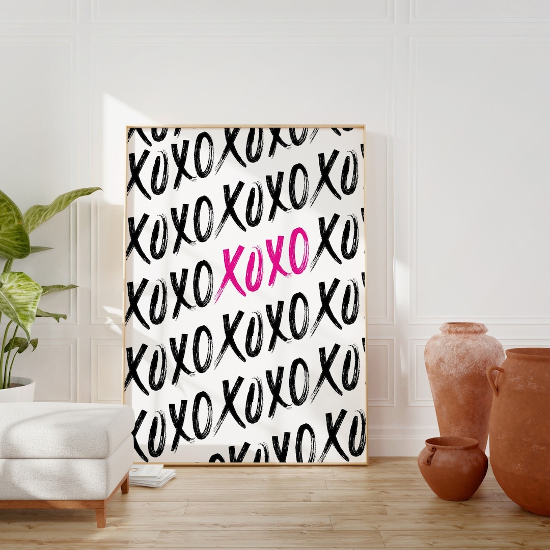 Black Pink XOXO Poster, Preppy Wall Art, Aesthetic Room Decor, Trendy ...