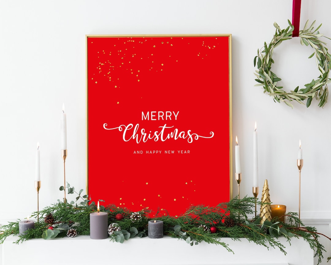 Merry Christmas Wall Art, Holiday Wall Decor, Xmas Poster Print ...
