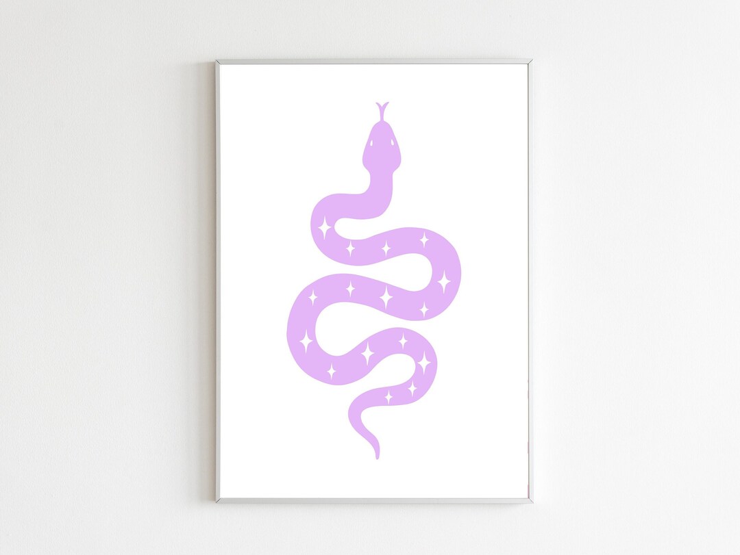 Snake Poster, Preppy Wall Art, Fun Room Decor, Purple Preppy Poster ...