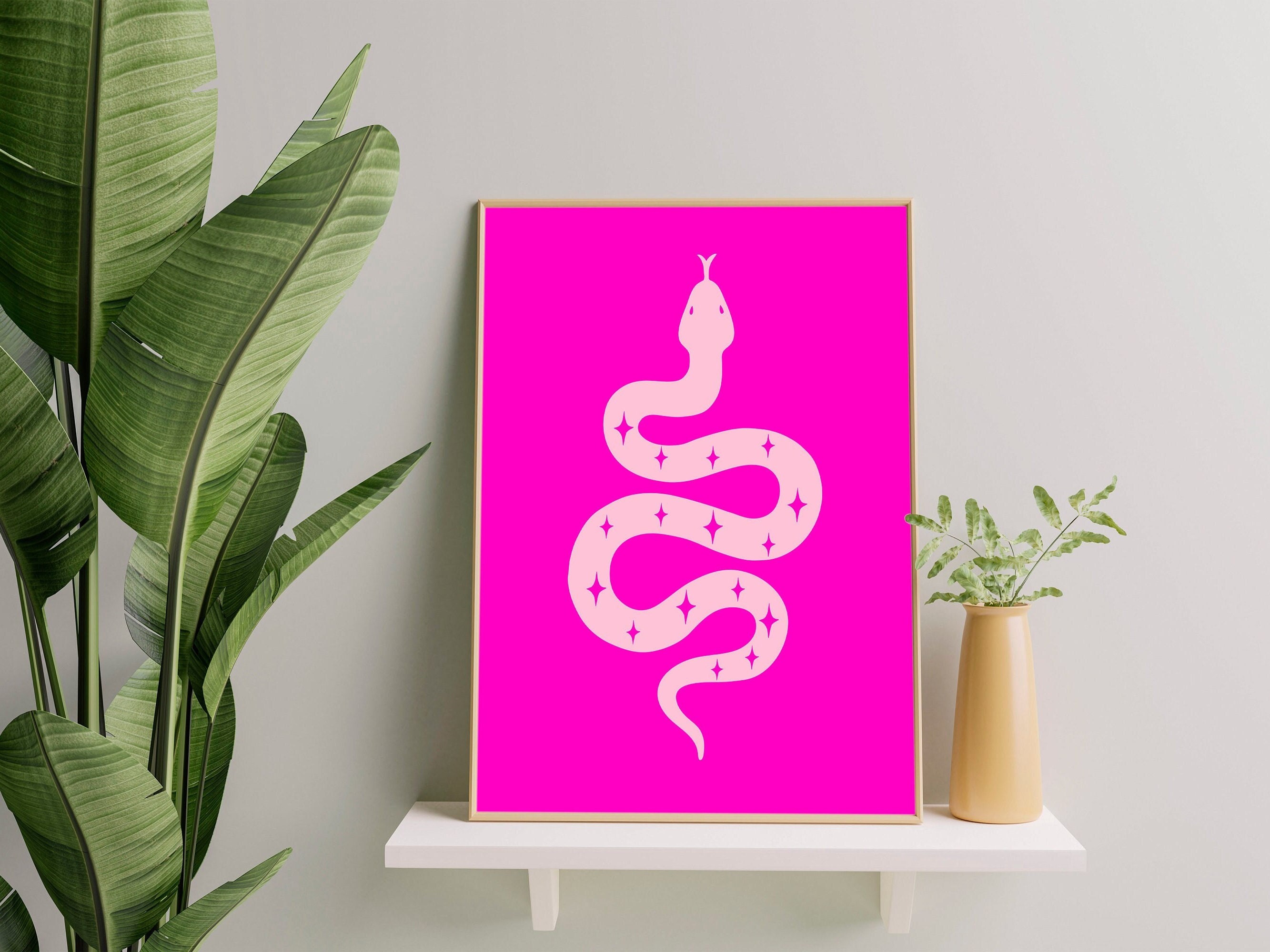 Snake Poster Preppy Wall Art Fun Room Decor Pink Preppy - Etsy
