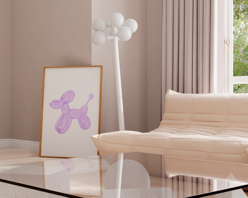 Lilac Preppy Print Balloon Dog Wall Art College Dorm Poster - Etsy
