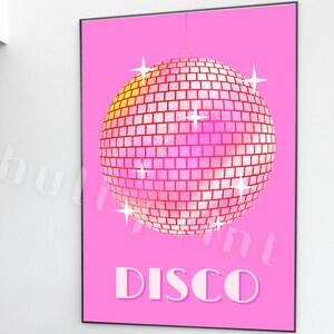 Pink Disco Ball Poster, Preppy Wall Art, Retro Preppy Room Decor, Dorm ...