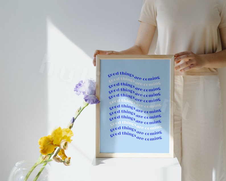 Blue Quote Poster Preppy Wall Art Blue Trendy Poster - Etsy