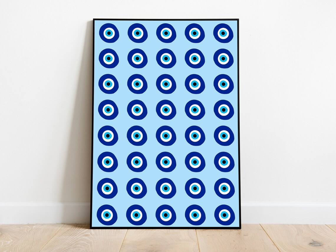 Blue Evil Eye Poster Preppy Wall Art Fun Room Decor Blue - Etsy
