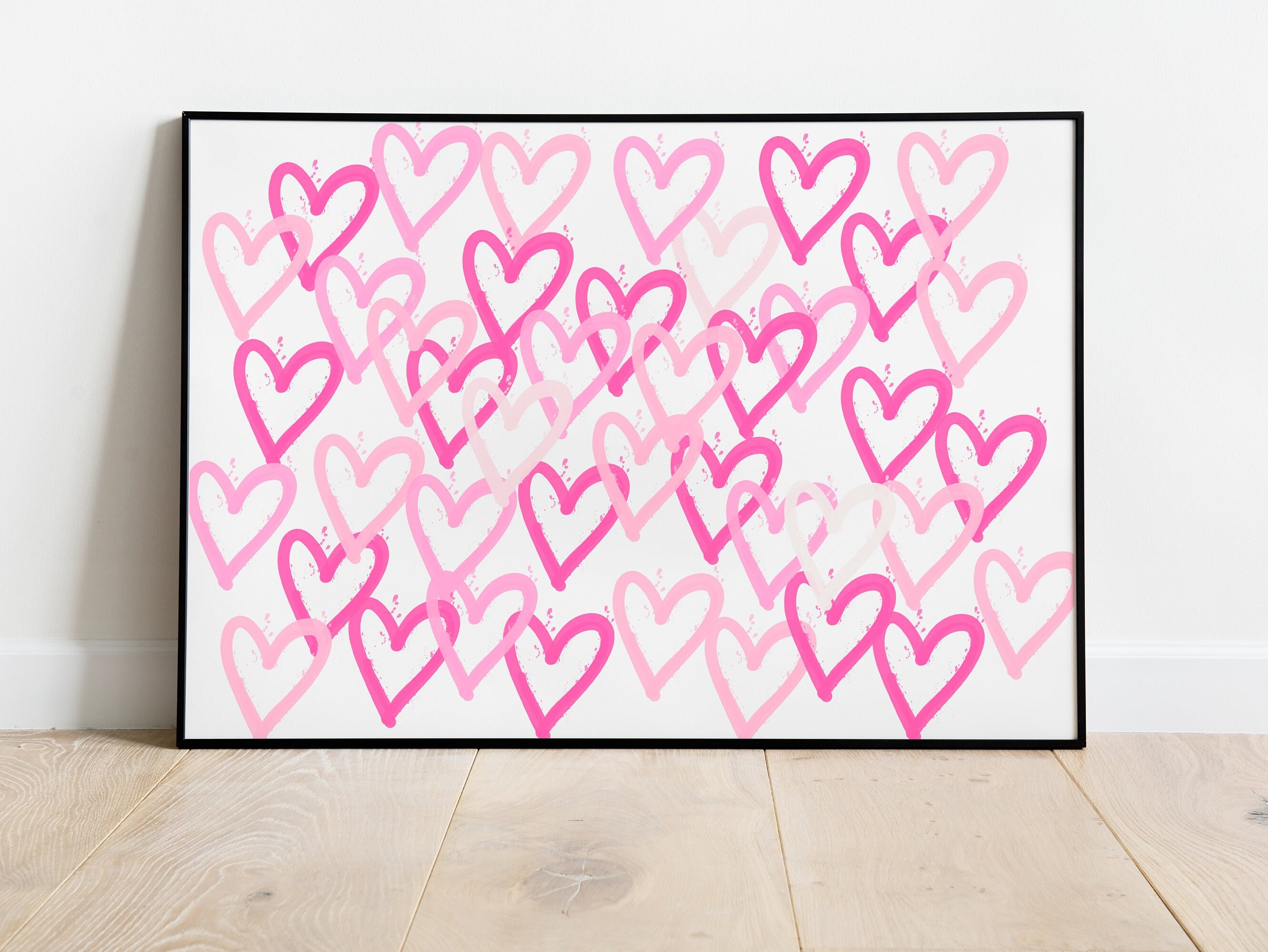Pink Preppy Heart Wall Art Pink Abstract Art Printable Wall - Etsy