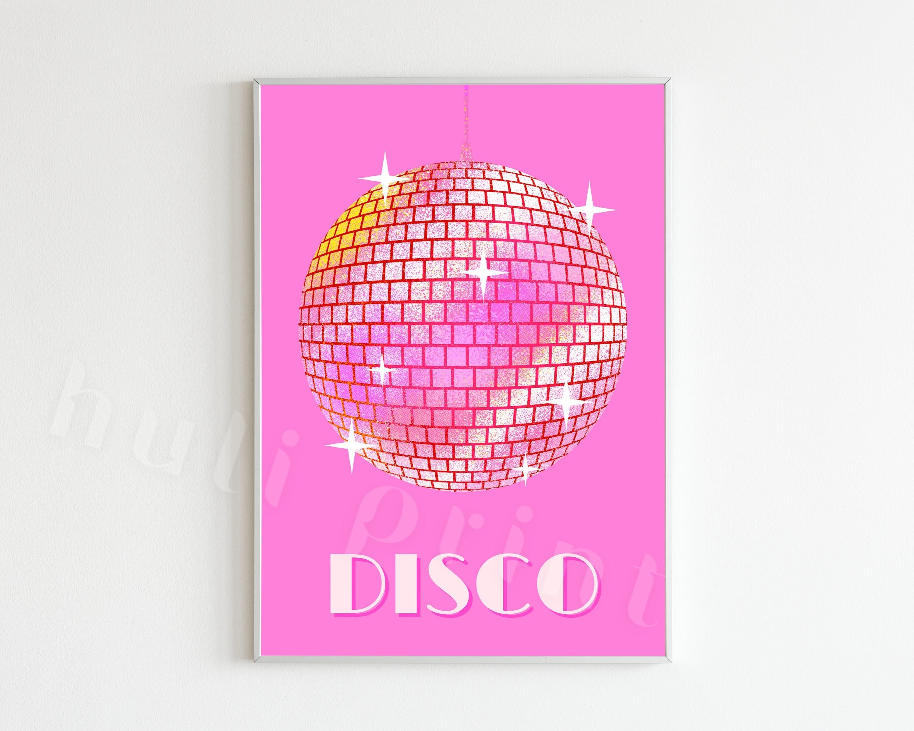 Pink Disco Ball Poster Preppy Wall Art Retro Preppy Room - Etsy
