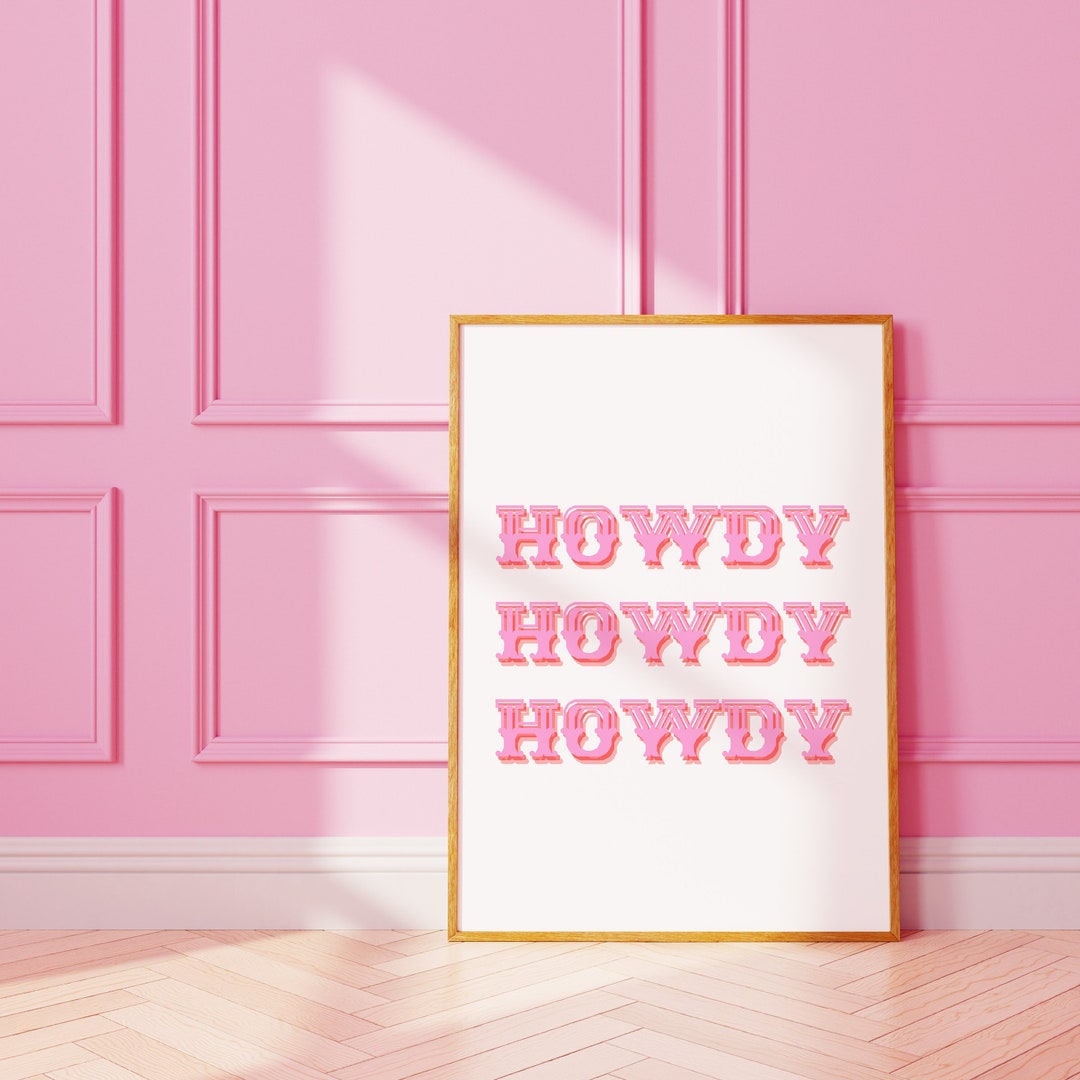 Howdy Printable Wall Art, Preppy Wall Art, Pink Preppy Poster ...