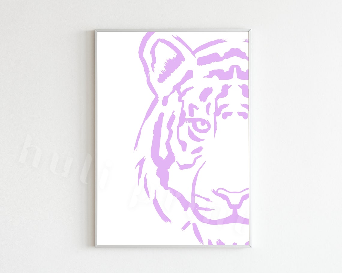 Preppy Tiger Poster Preppy Dorm Room Decor Feline Purple - Etsy