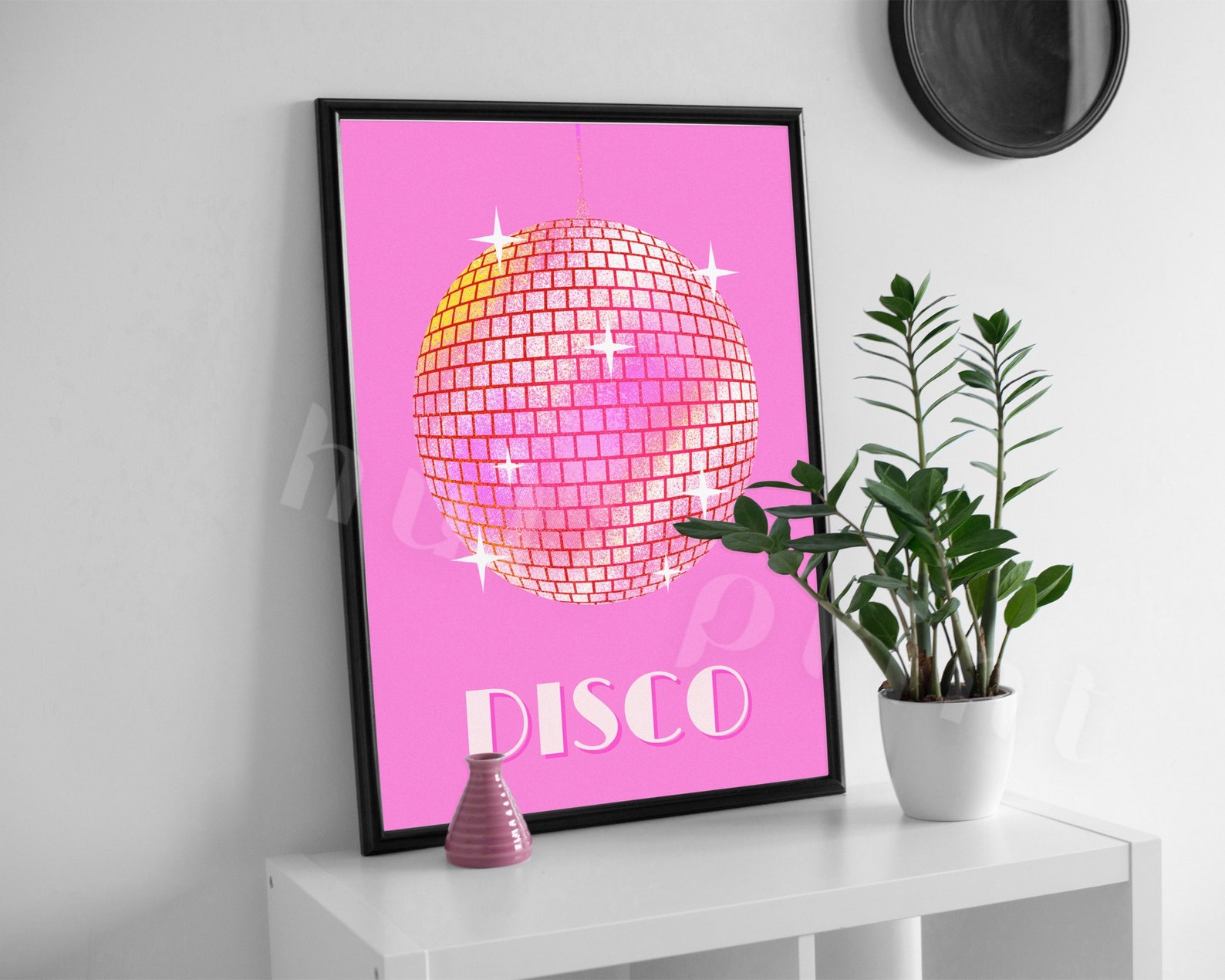 Pink Disco Ball Poster Preppy Wall Art Retro Preppy Room - Etsy