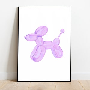 Lilac Preppy Print Balloon Dog Wall Art College Dorm Poster Trendy ...