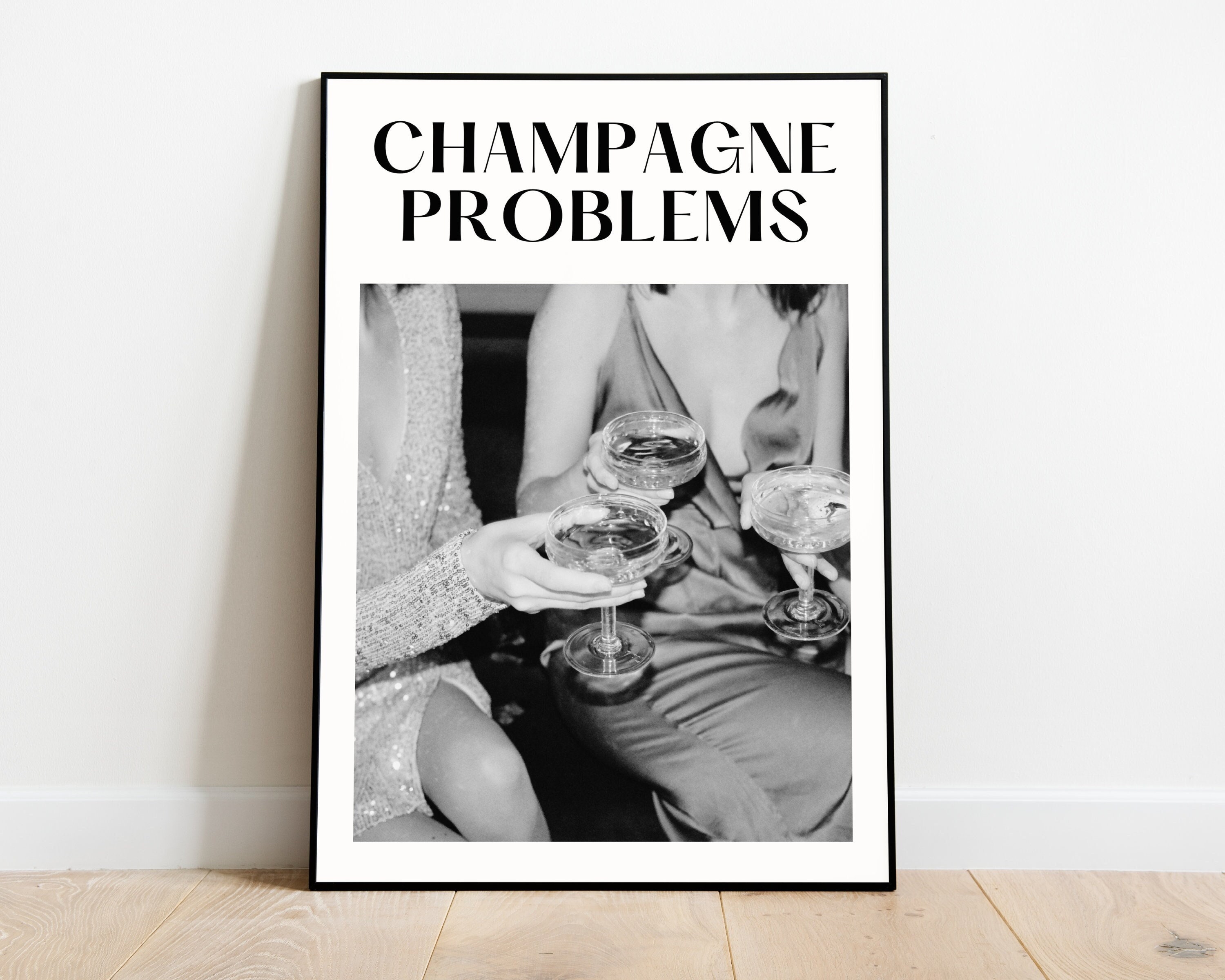 Champagne Problems Taylor Print Black White Girly Wall Art - Etsy
