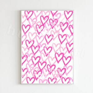 Pink Preppy Heart Wall Art Pink Abstract Poster Printable - Etsy