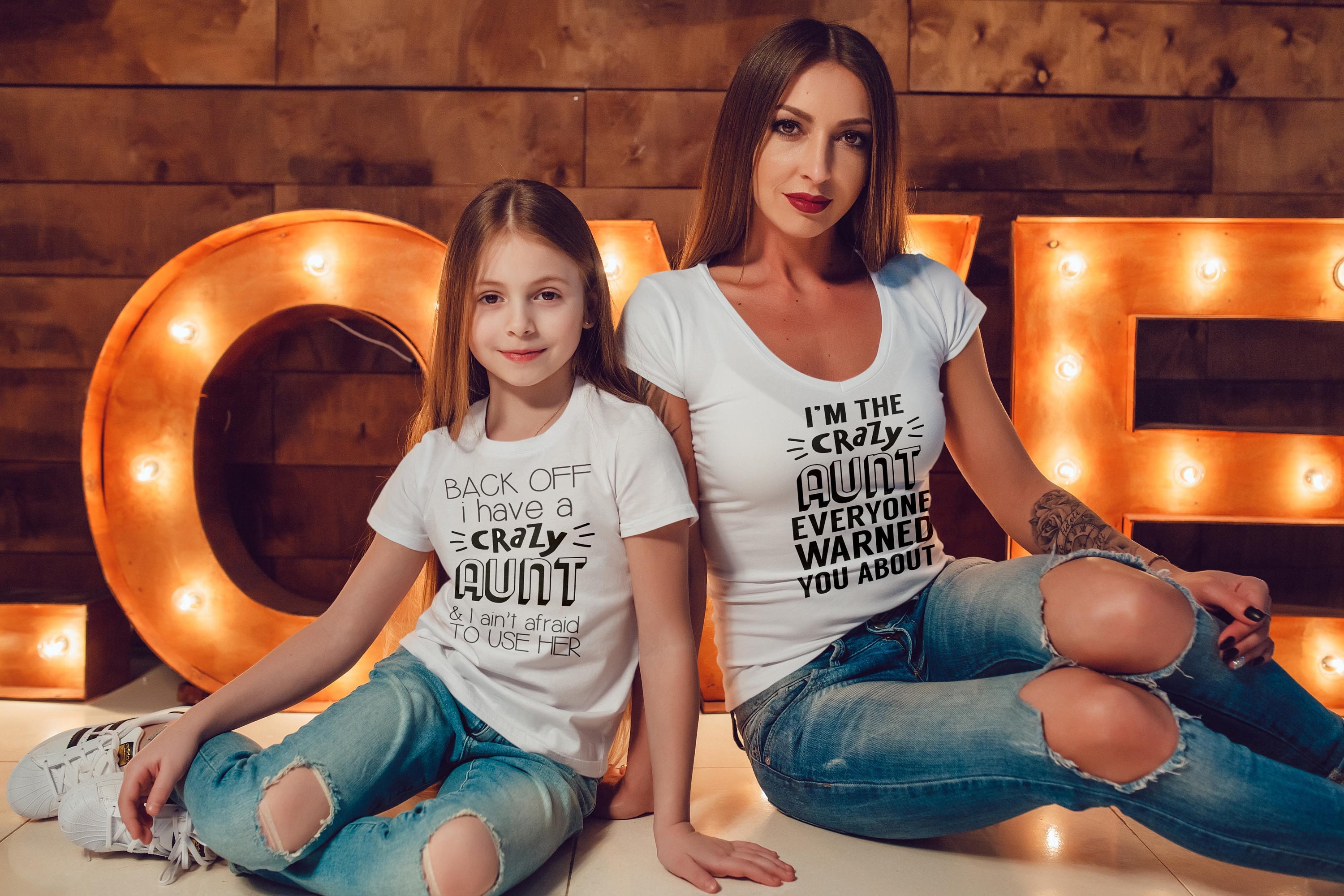 Auntie And Niece Matching T Shirts Im The Crazy Aunt Etsy