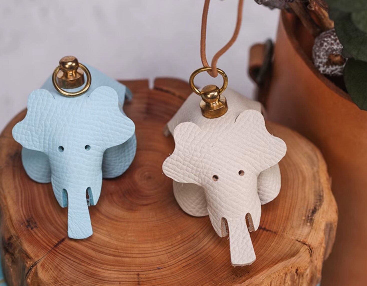 D.I.Y Kit Package Elephant Craft Leather Epsom Keychain Charm Sewing ...