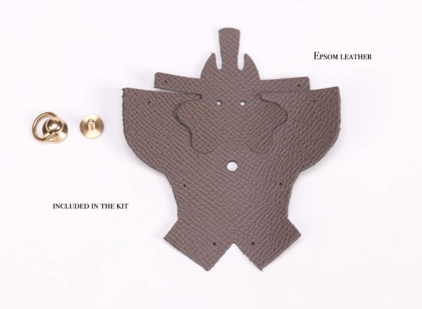D.I.Y Kit Package Elephant Craft Leather Epsom Keychain Charm Sewing ...