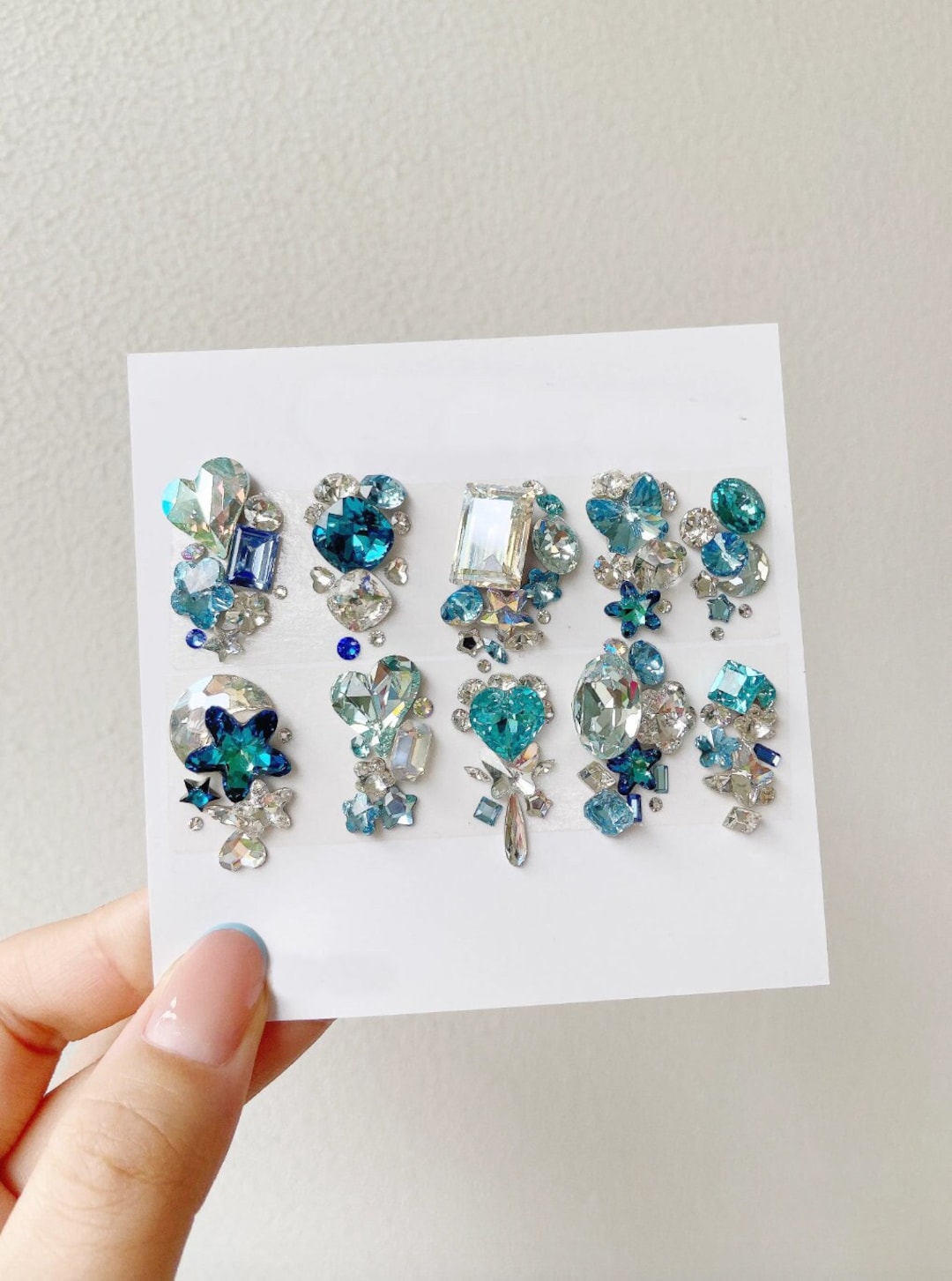 D.I.Y Kit Set Swarovski Large Crystal Ocean Heart Blue Color Cute ...