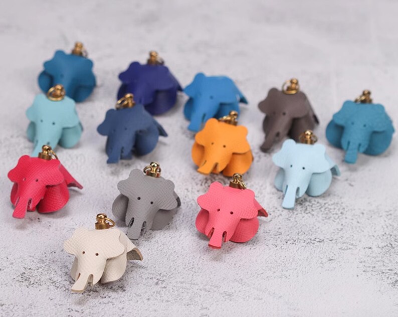 D.I.Y Kit Package Elephant Craft Leather Epsom Keychain Charm Sewing ...
