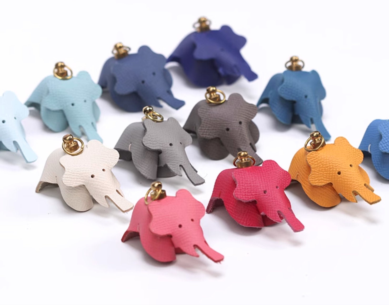 D.I.Y Kit Package Elephant Craft Leather Epsom Keychain Charm Sewing ...