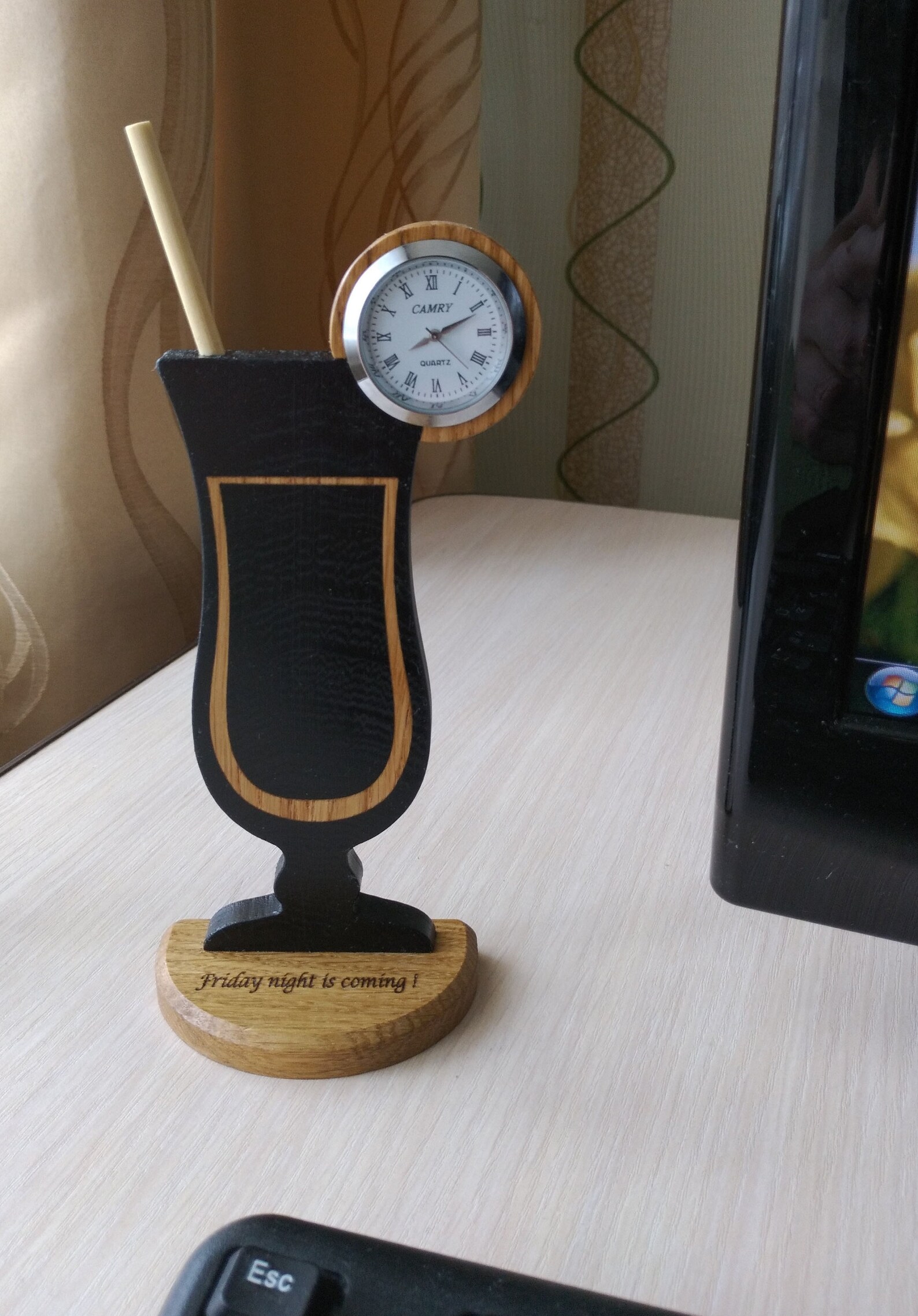 Wooden Desk Clock Small Desk Clock Office Desk Organization - Etsy